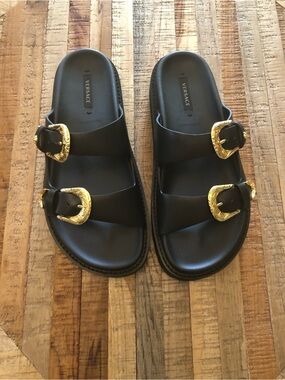 Versace | Shoes | Versace Barocco Western Sandals In Black | Poshmark